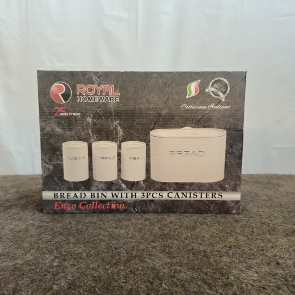 Royal Homeware Bread Bin with Canister (Enzo Cream) - Bidsy