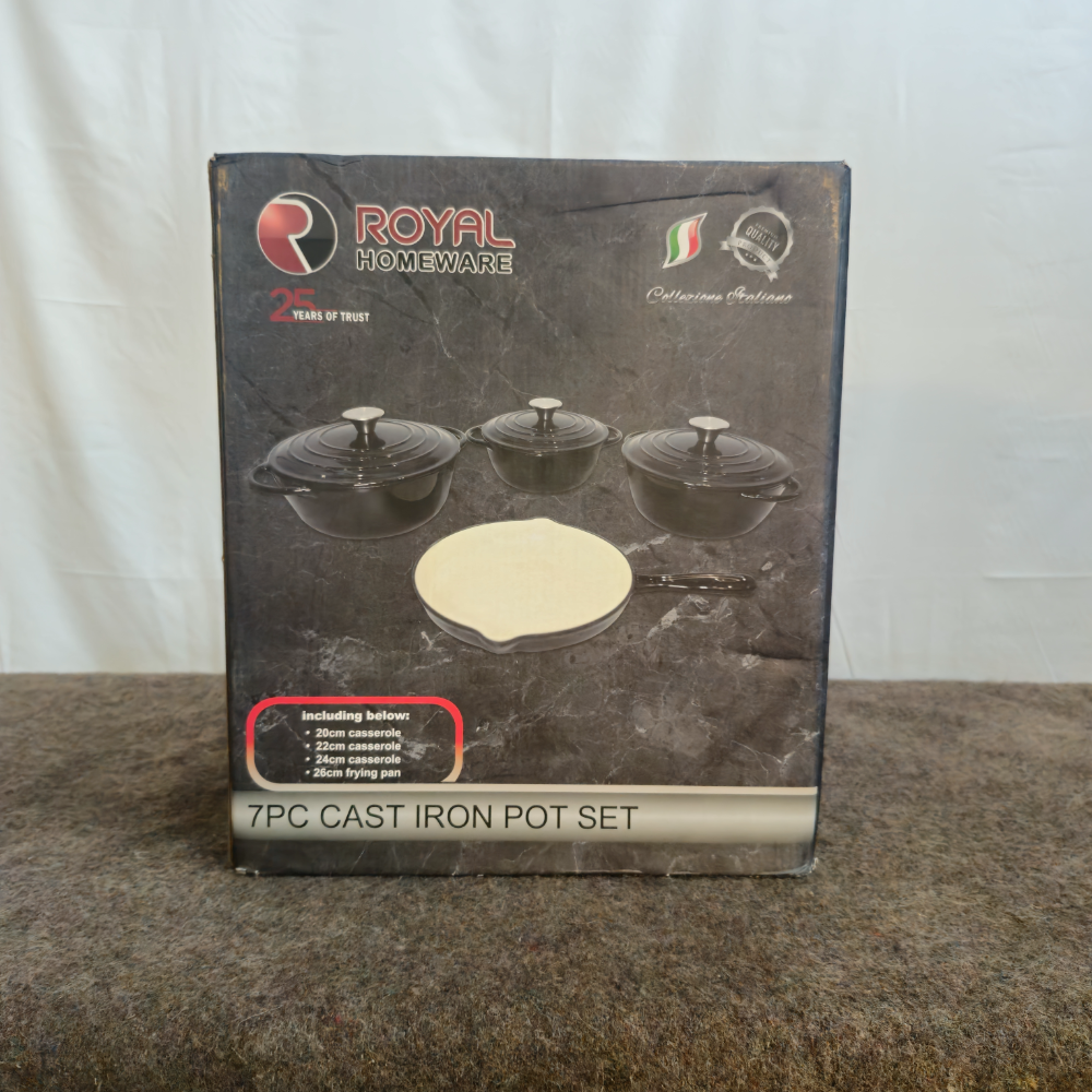 Royal Homeware 7pce Cast Iron Pot Set Red - Bidsy